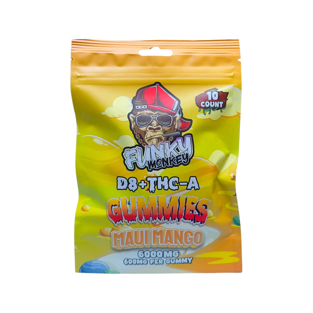 Funky Monkey - Delta 8 + THC-A Gummies - 6000 MG - Maui Mango - 10 Gum ...
